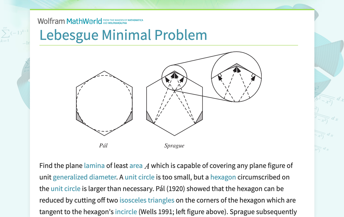 Lebesgue Minimal Problem -- from Wolfram MathWorld