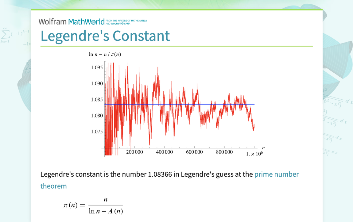 Legendre's Constant -- from Wolfram MathWorld