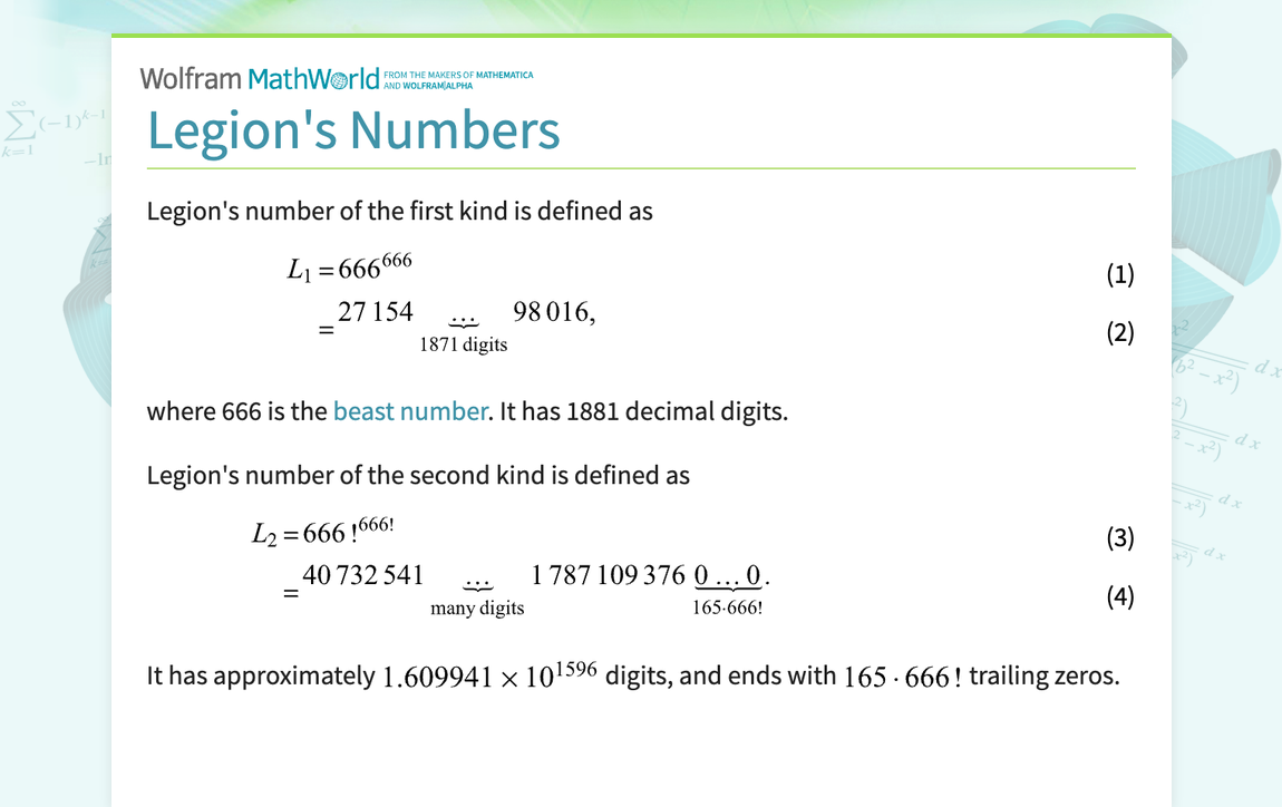 Legion's Numbers -- from Wolfram MathWorld