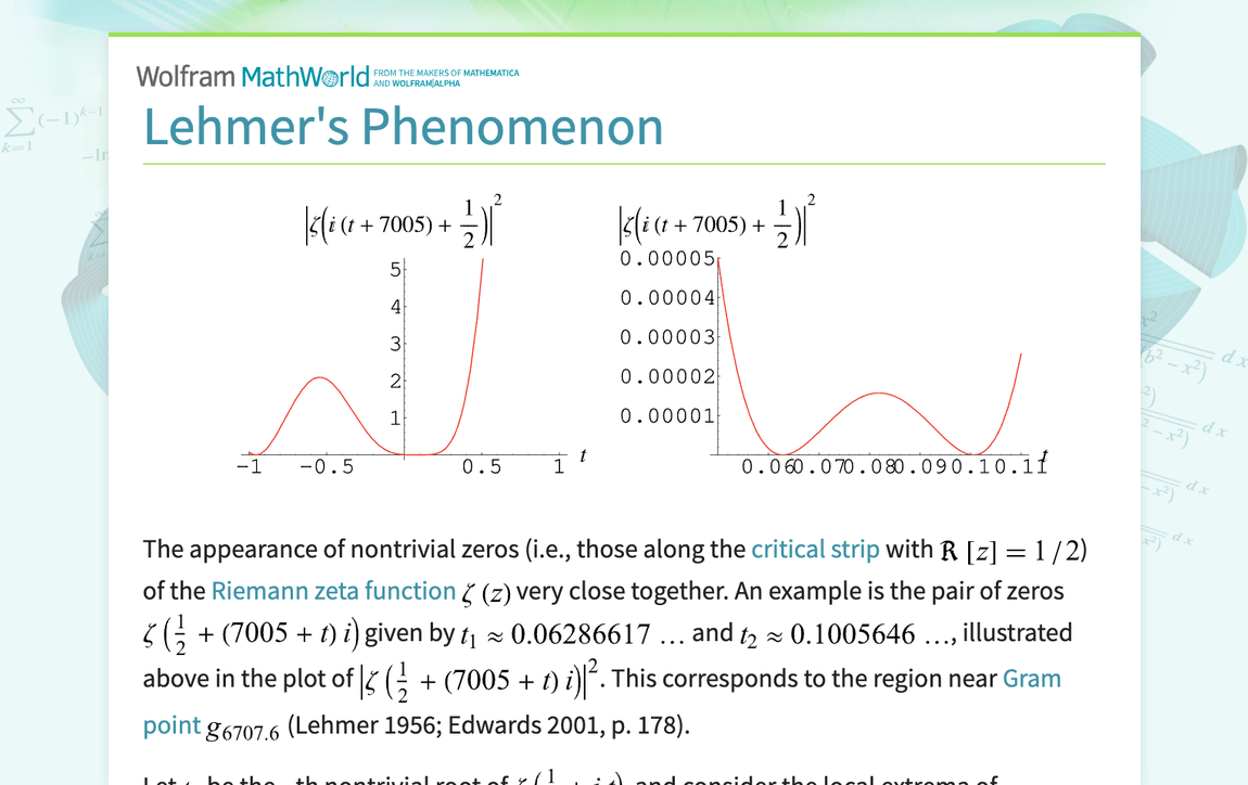Lehmer's Phenomenon -- from Wolfram MathWorld