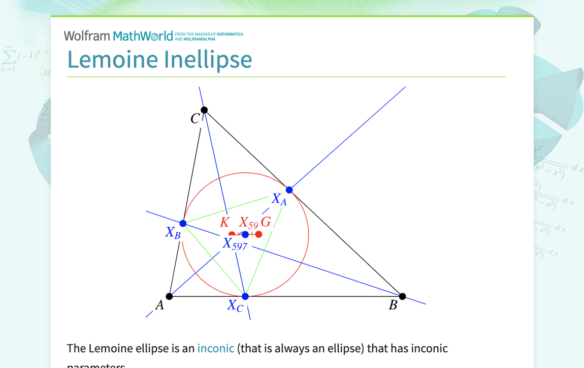 Lemoine Inellipse -- from Wolfram MathWorld