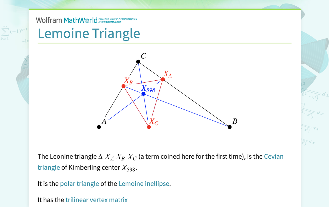 Lemoine Triangle -- from Wolfram MathWorld