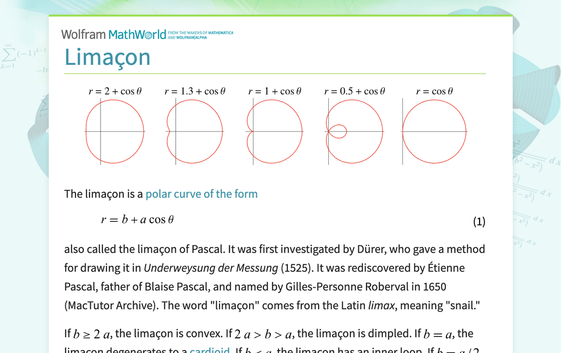 Limaçon -- from Wolfram MathWorld
