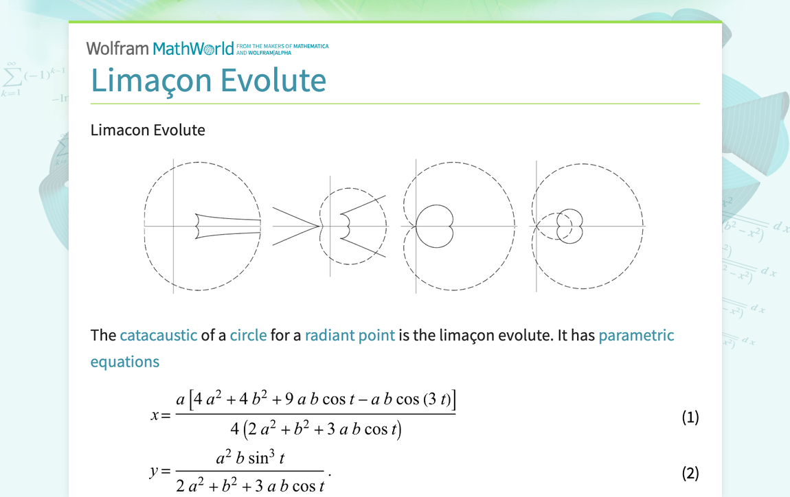 Limaçon Evolute -- from Wolfram MathWorld