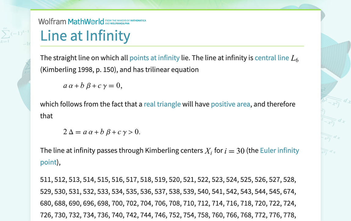 Line at Infinity -- from Wolfram MathWorld