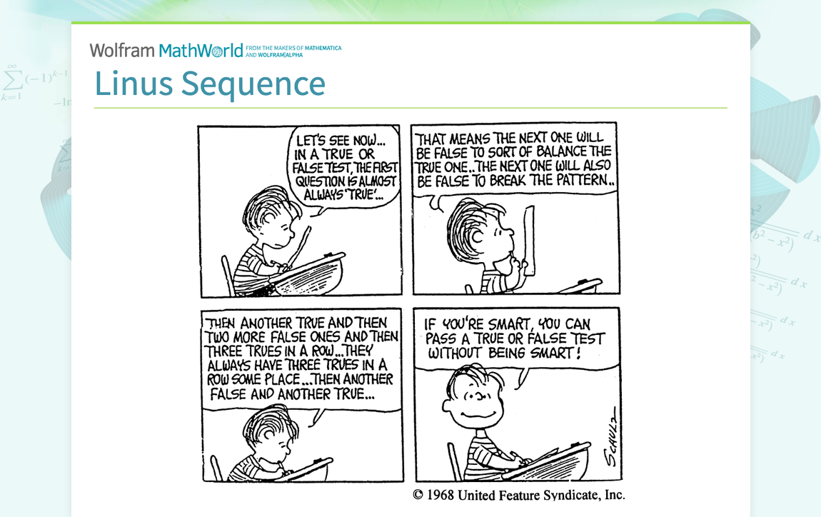 Linus Sequence From Wolfram Mathworld