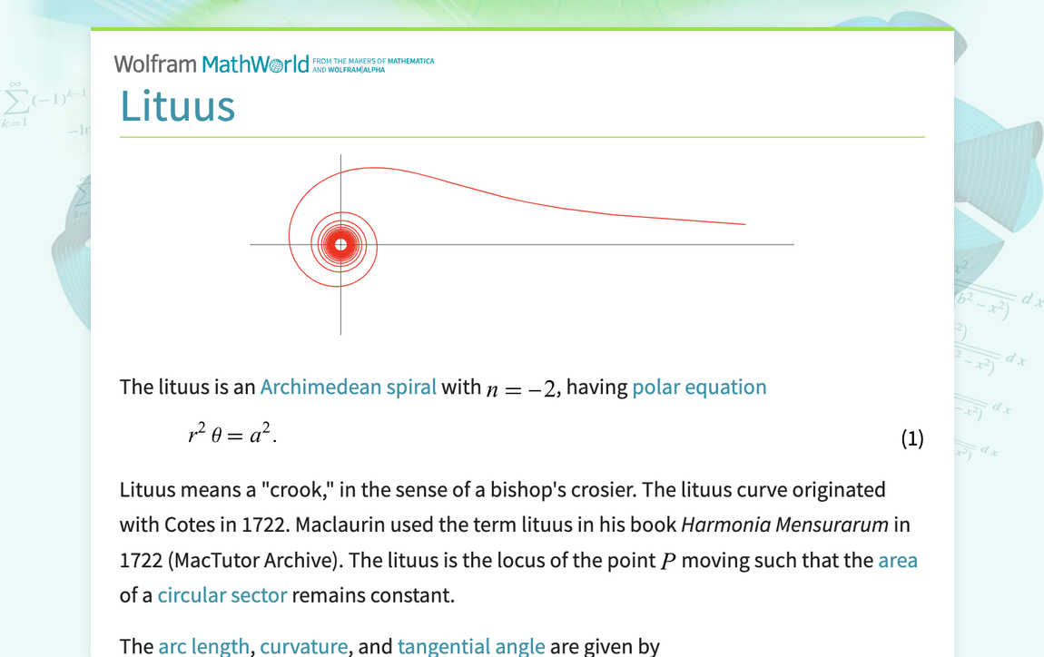 Lituus -- from Wolfram MathWorld