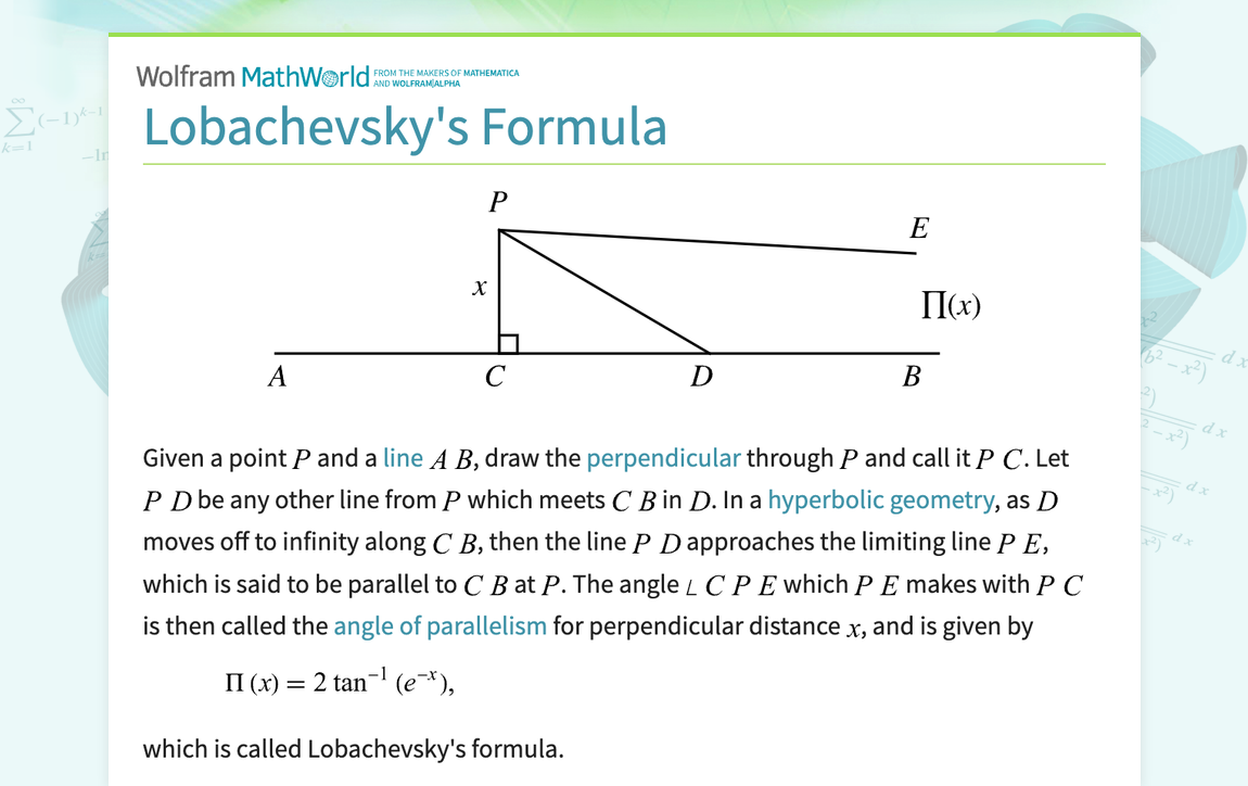 Lobachevsky's Formula -- from Wolfram MathWorld