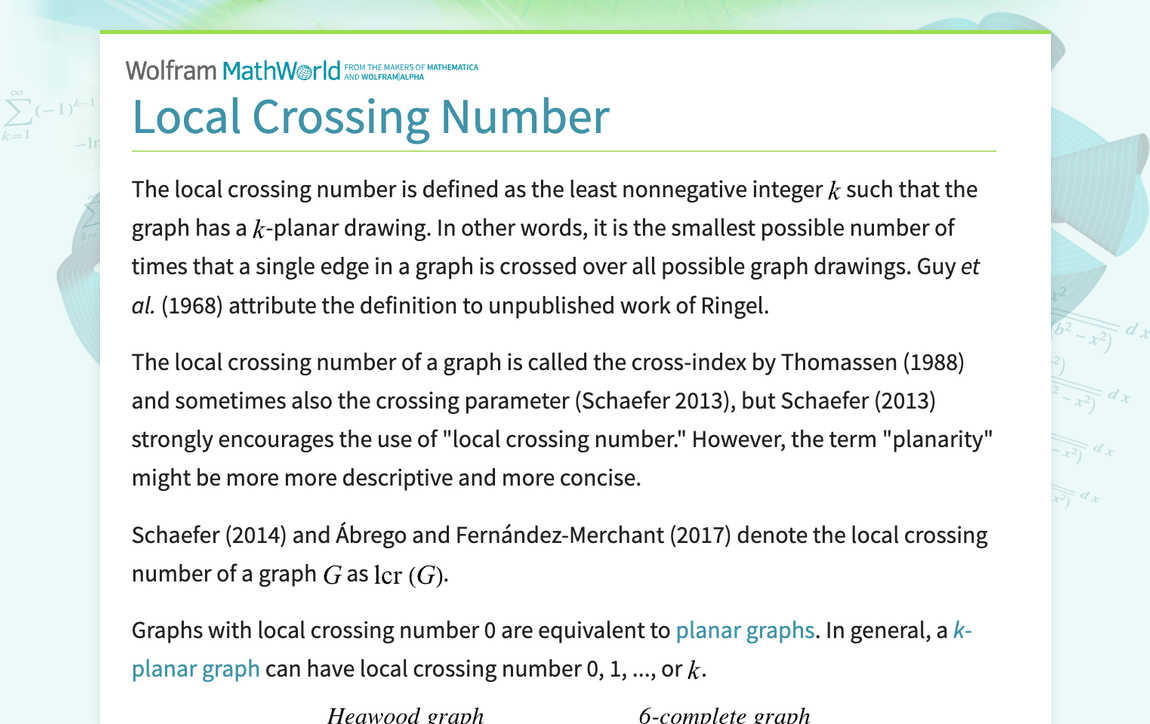 Local Crossing Number -- from Wolfram MathWorld