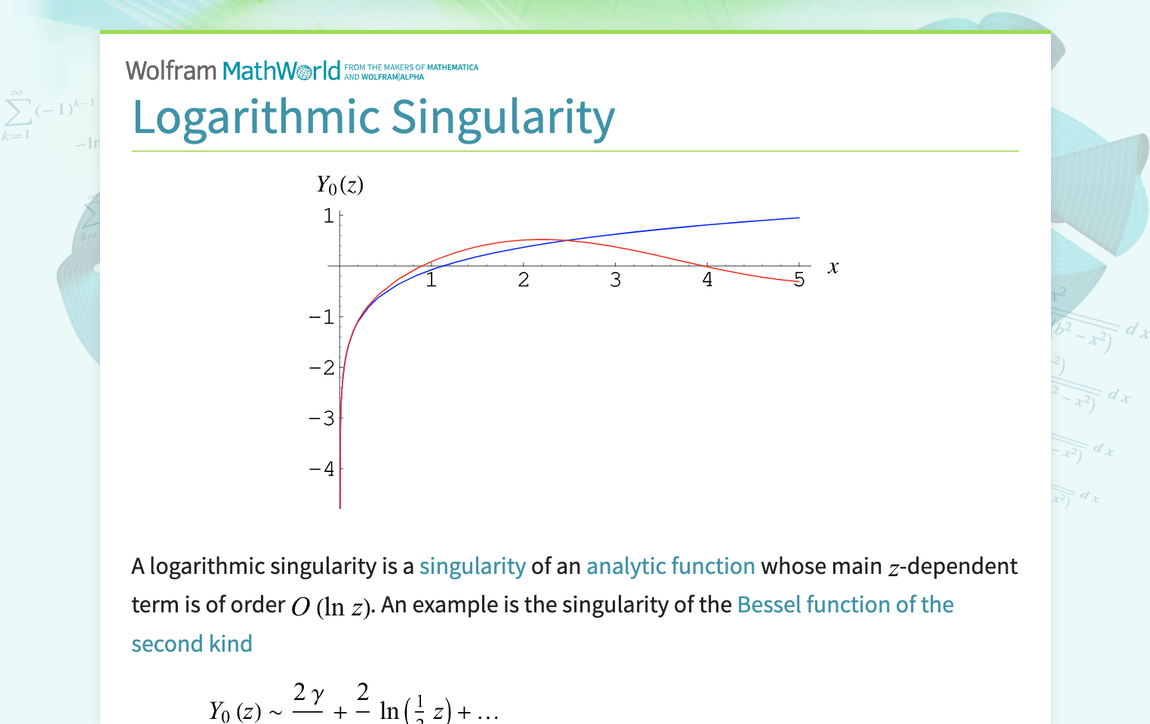 Logarithmic Singularity -- from Wolfram MathWorld Logarithmic Singularity -- from Wolfram MathWorld