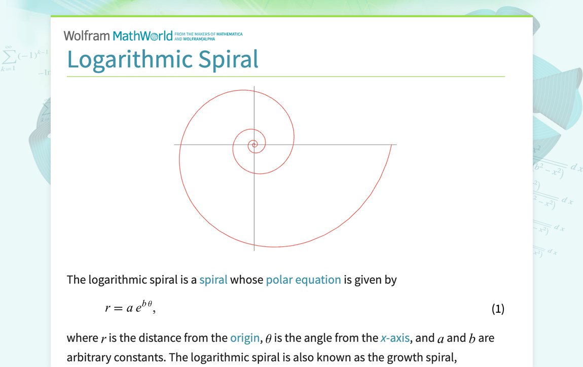 Logarithmic Spiral -- from Wolfram MathWorld