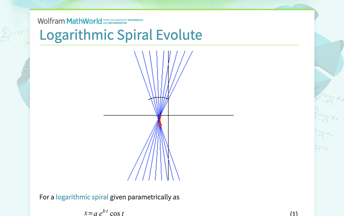 Logarithmic Spiral Evolute -- from Wolfram MathWorld