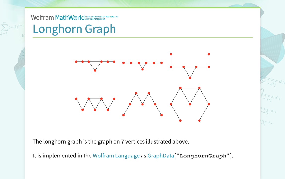 Longhorn Graph -- from Wolfram MathWorld