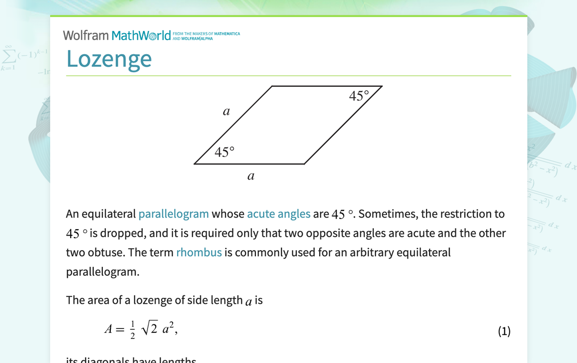 Lozenge -- from Wolfram MathWorld