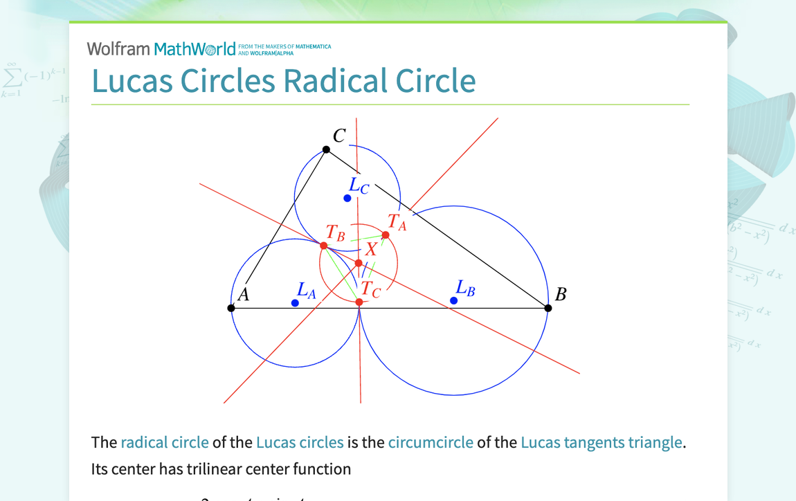 Lucas Circles Radical Circle -- from Wolfram MathWorld