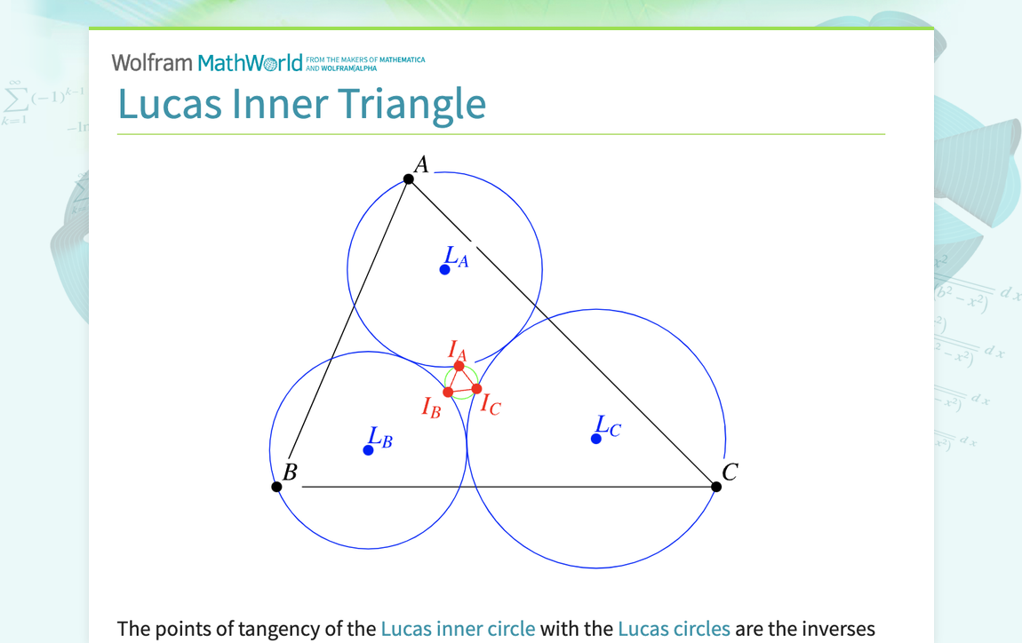 Lucas Inner Triangle -- from Wolfram MathWorld