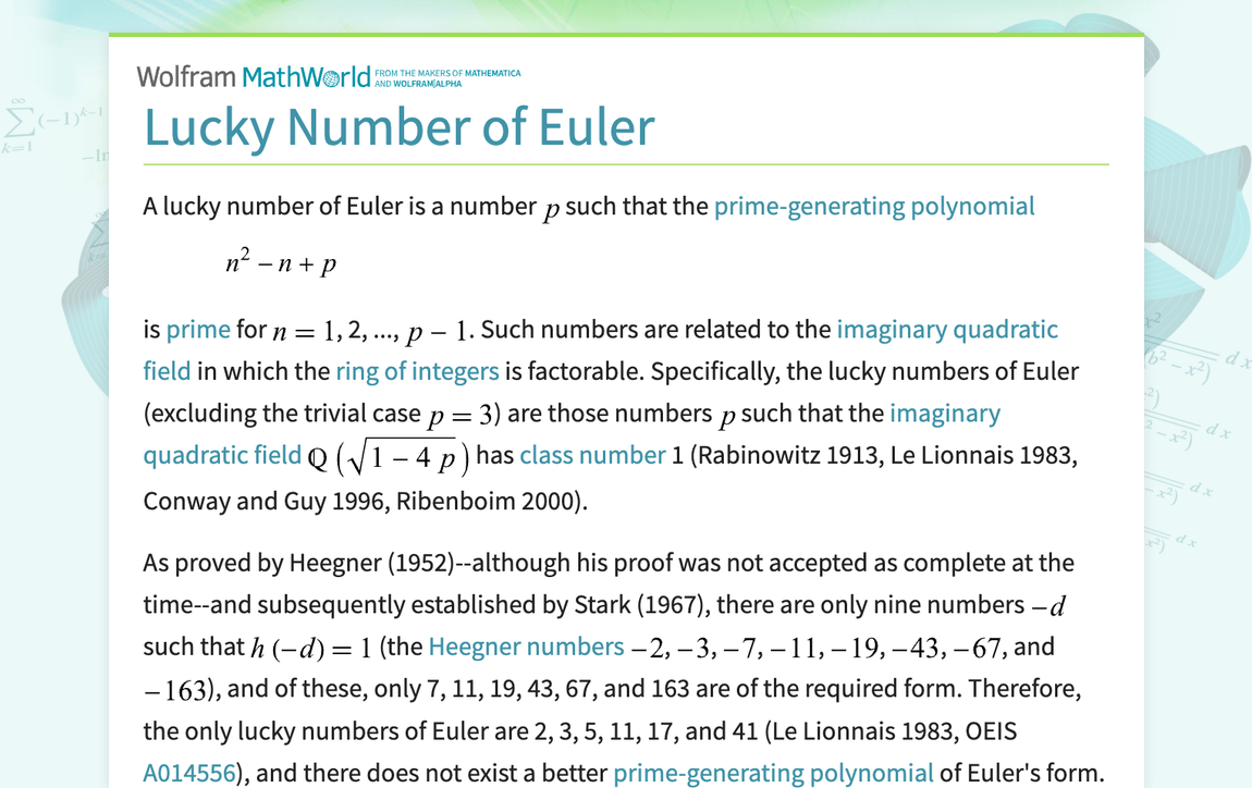 Lucky Number of Euler -- from Wolfram MathWorld