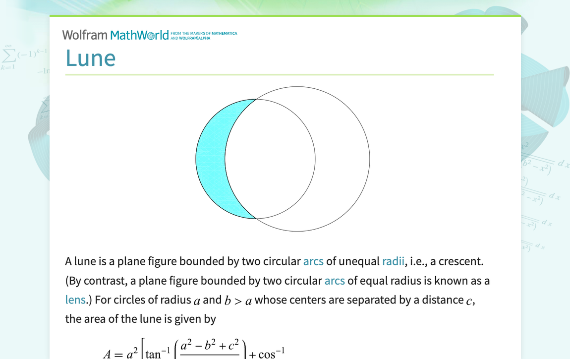 Lune -- from Wolfram MathWorld