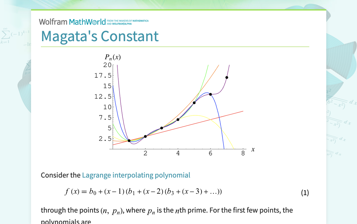 Magata's Constant -- from Wolfram MathWorld