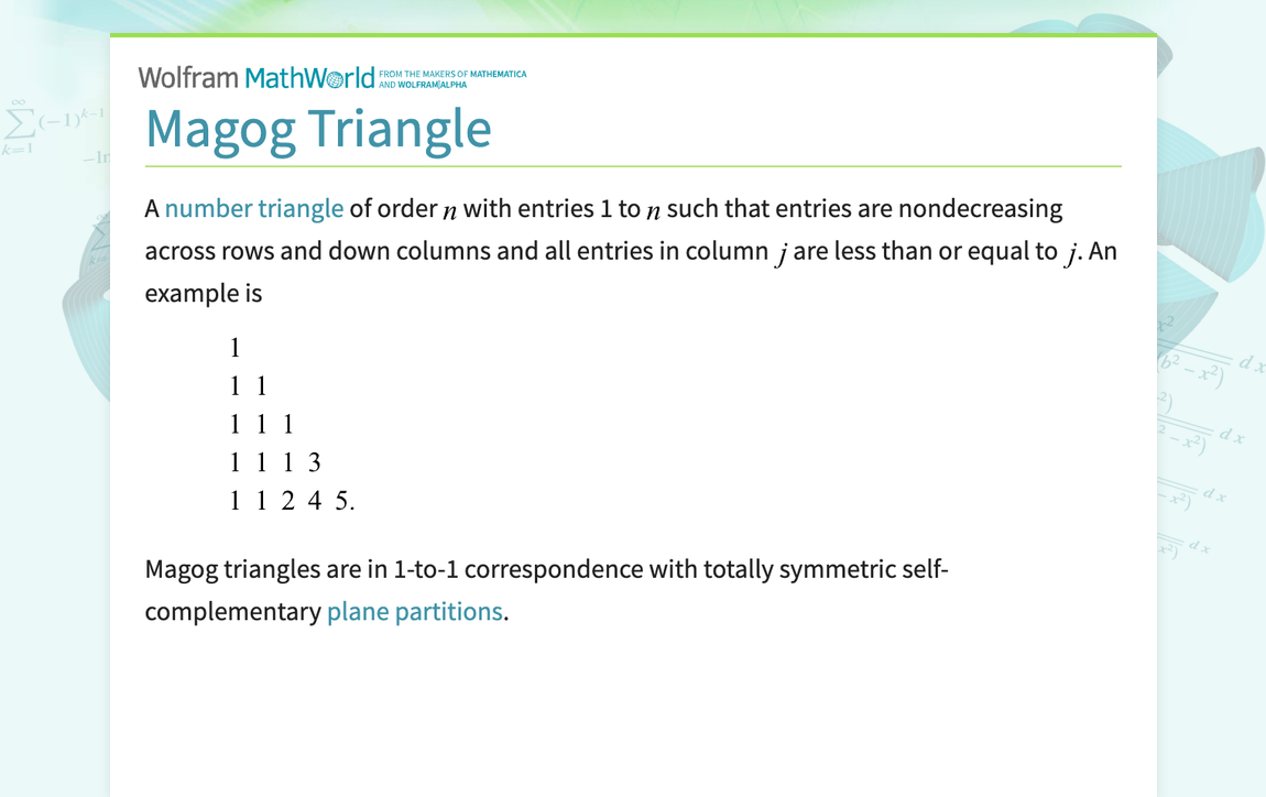 Magog Triangle -- from Wolfram MathWorld