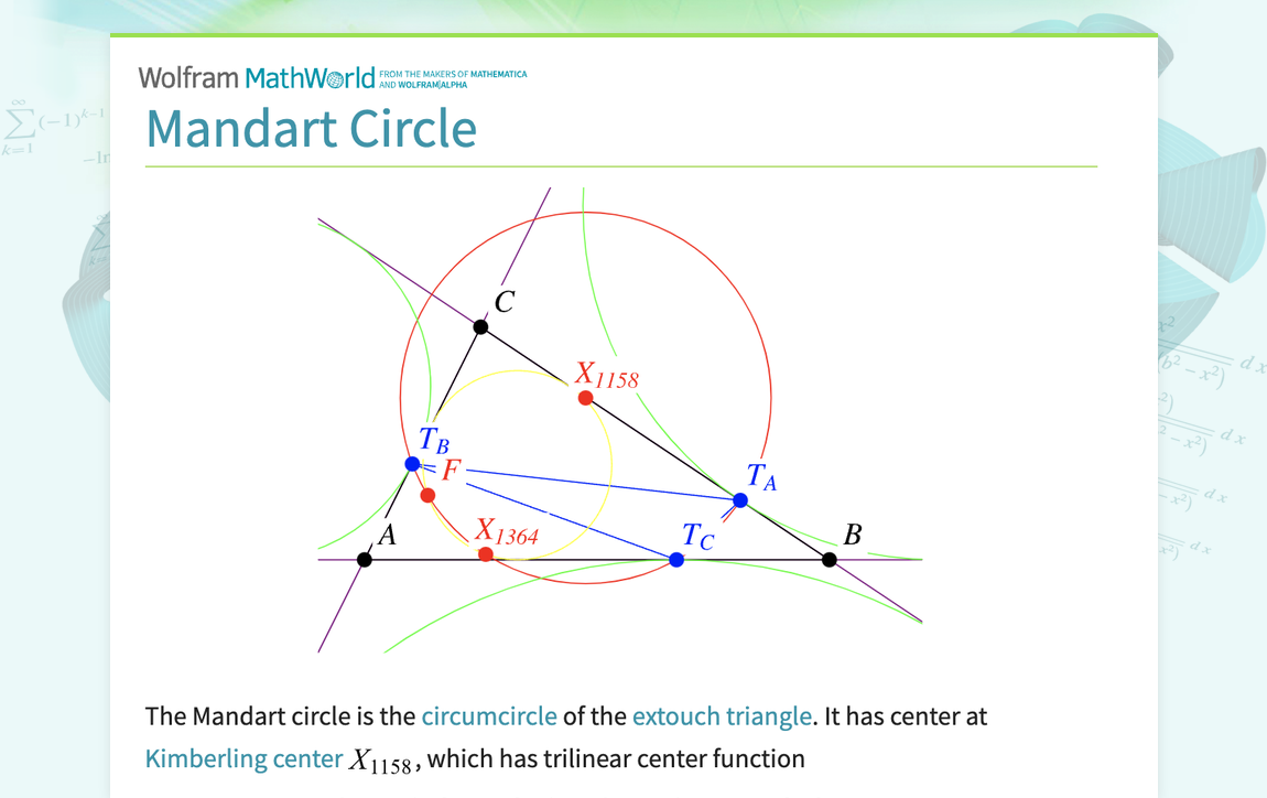 Mandart Circle -- from Wolfram MathWorld