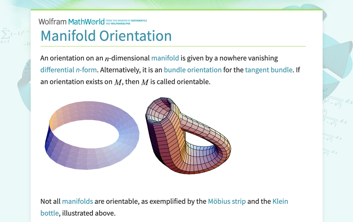Manifold Orientation -- from Wolfram MathWorld