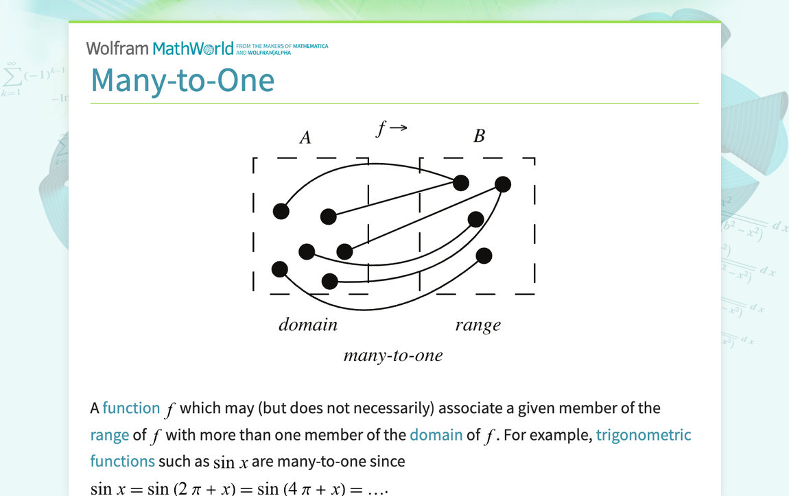 Many-to-One -- from Wolfram MathWorld