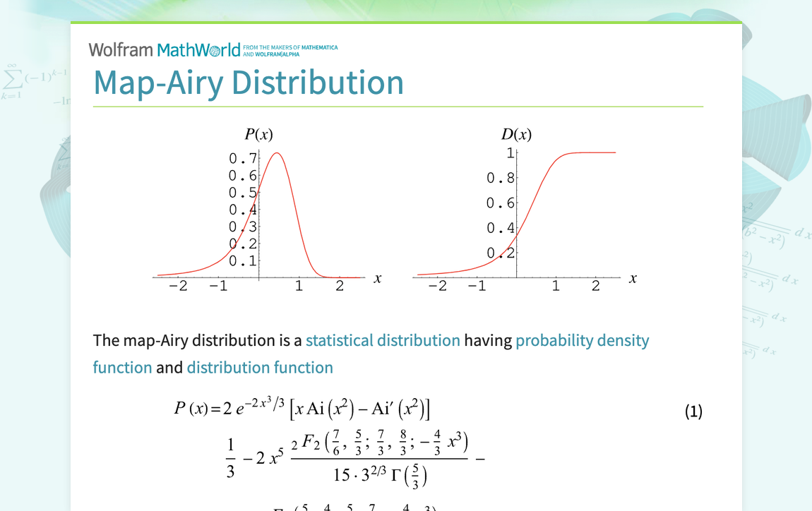 Map-Airy Distribution -- from Wolfram MathWorld