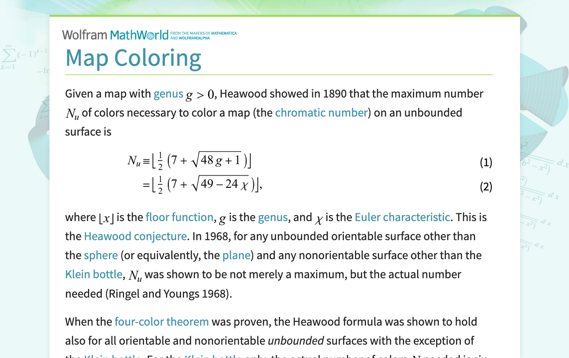 Map Coloring -- from Wolfram MathWorld