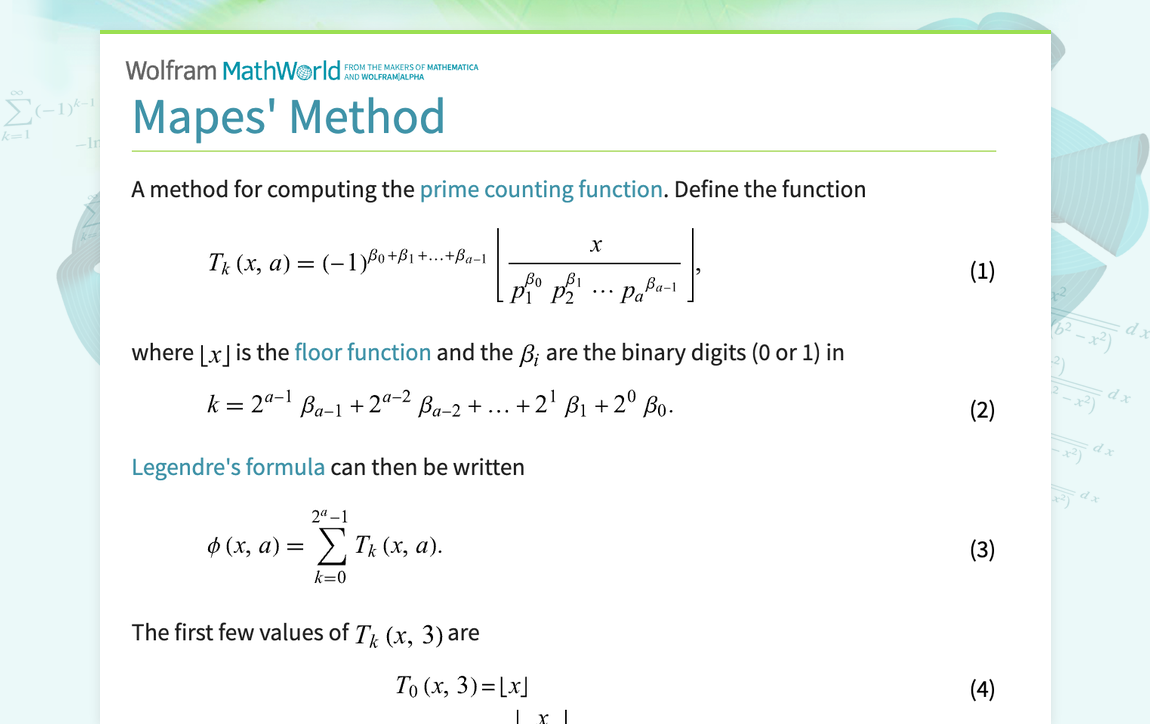 Mapes' Method -- from Wolfram MathWorld