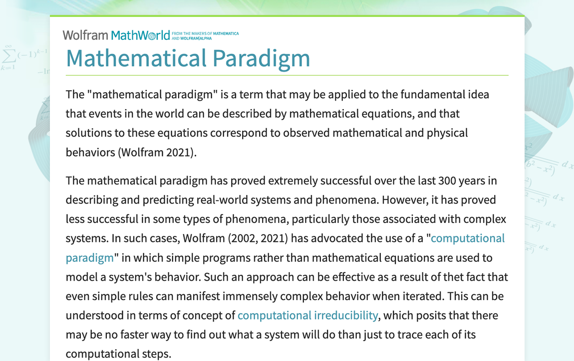 Mathematical Paradigm -- from Wolfram MathWorld