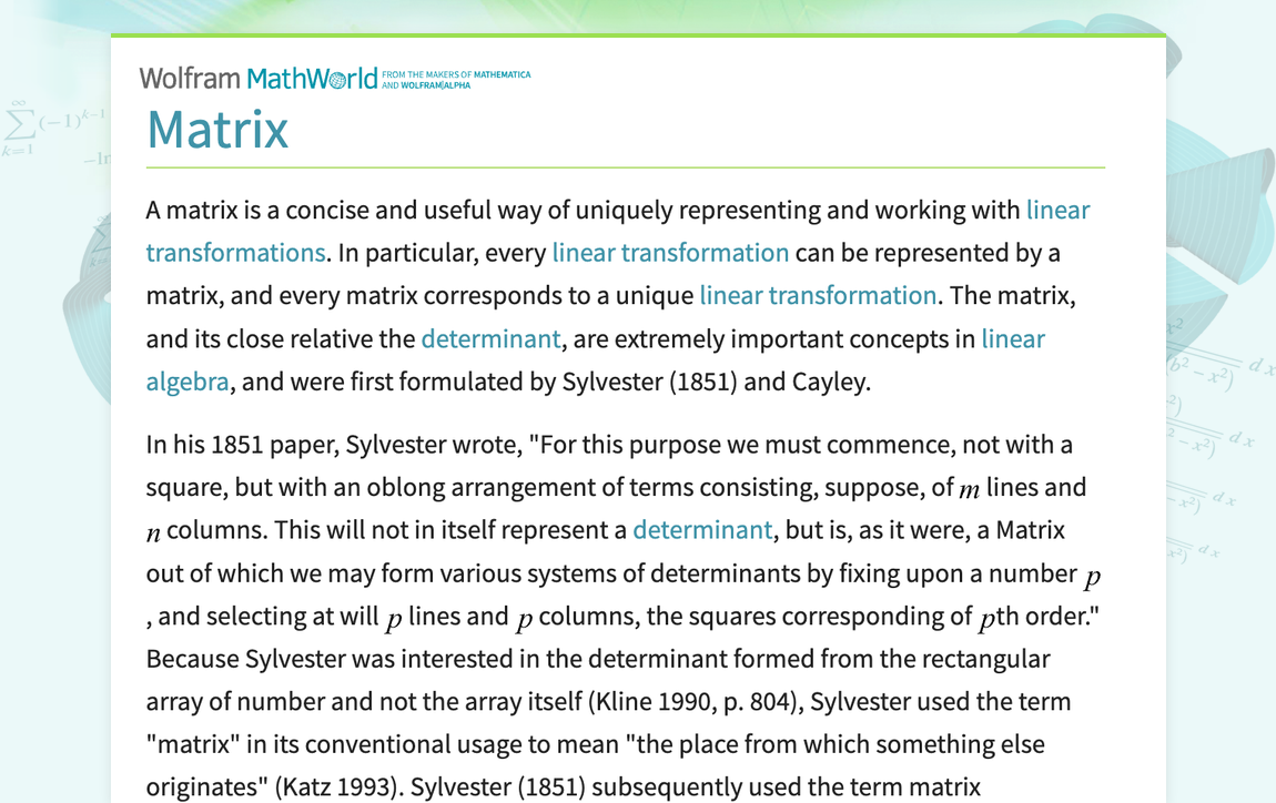 Matrix -- from Wolfram MathWorld
