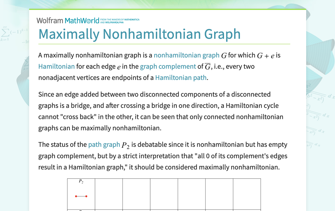 Maximally Nonhamiltonian Graph -- from Wolfram MathWorld