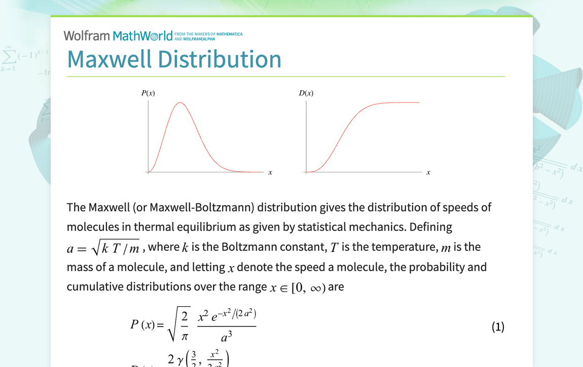 Maxwell Distribution -- from Wolfram MathWorld
