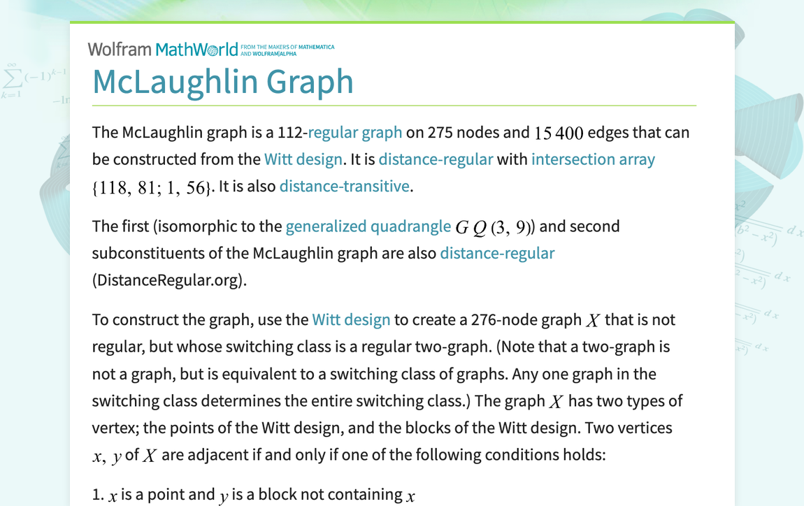 McLaughlin Graph -- from Wolfram MathWorld