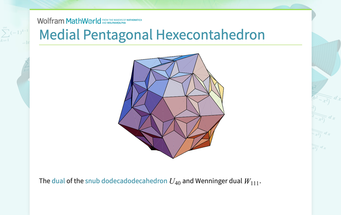 Medial Pentagonal Hexecontahedron -- from Wolfram MathWorld