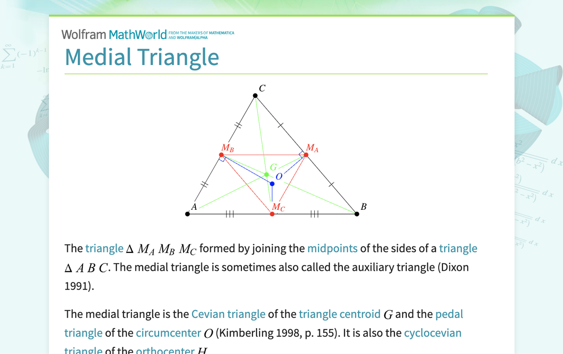 Medial Triangle -- from Wolfram MathWorld