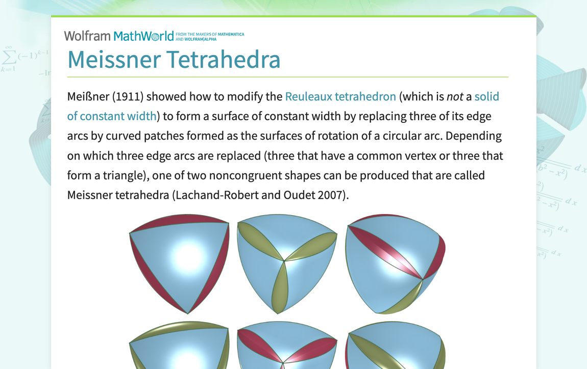 Meissner Tetrahedra -- from Wolfram MathWorld