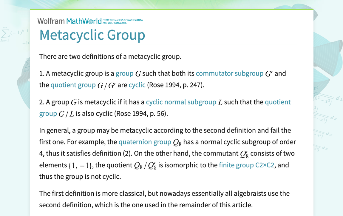 Metacyclic Group -- from Wolfram MathWorld
