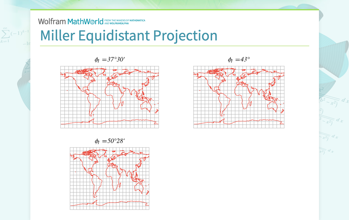 Miller Equidistant Projection -- from Wolfram MathWorld