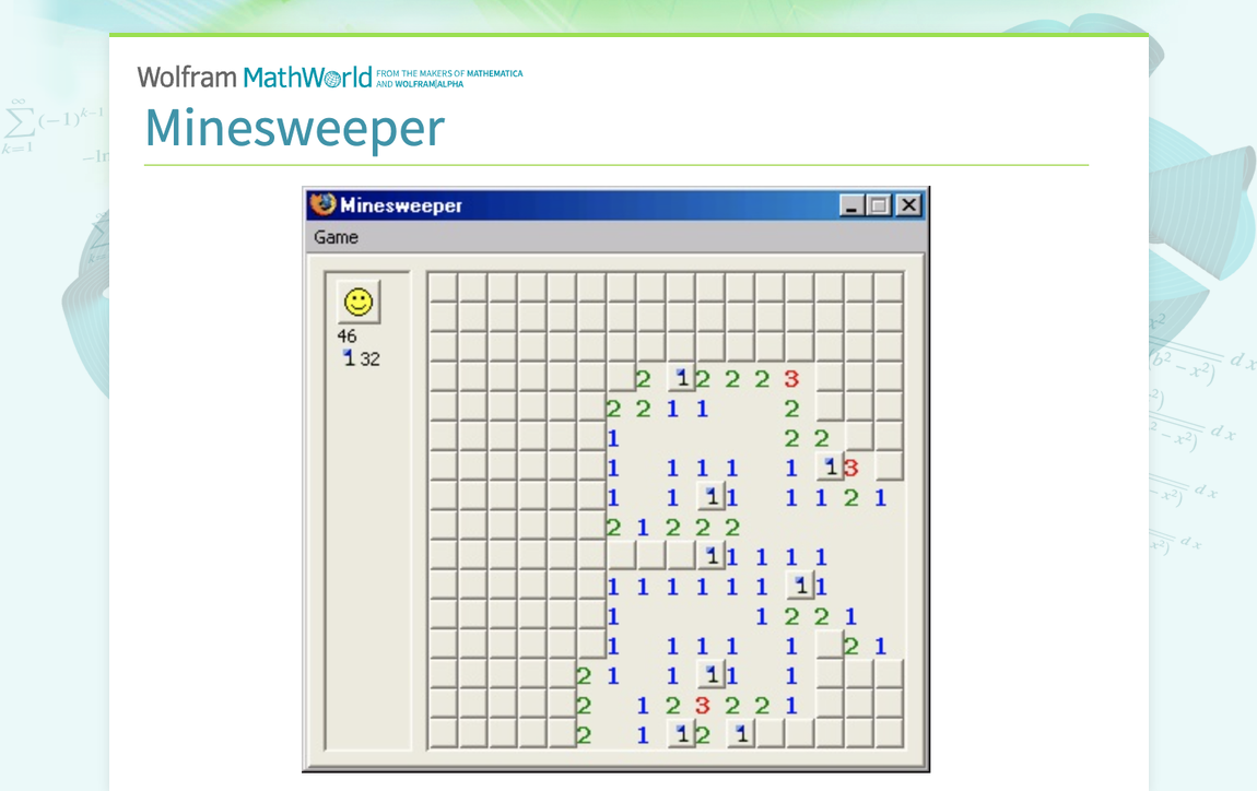 Minesweeper -- from Wolfram MathWorld