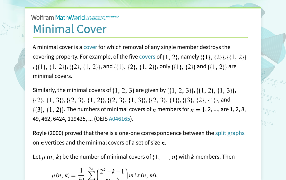 Minimal Cover -- from Wolfram MathWorld