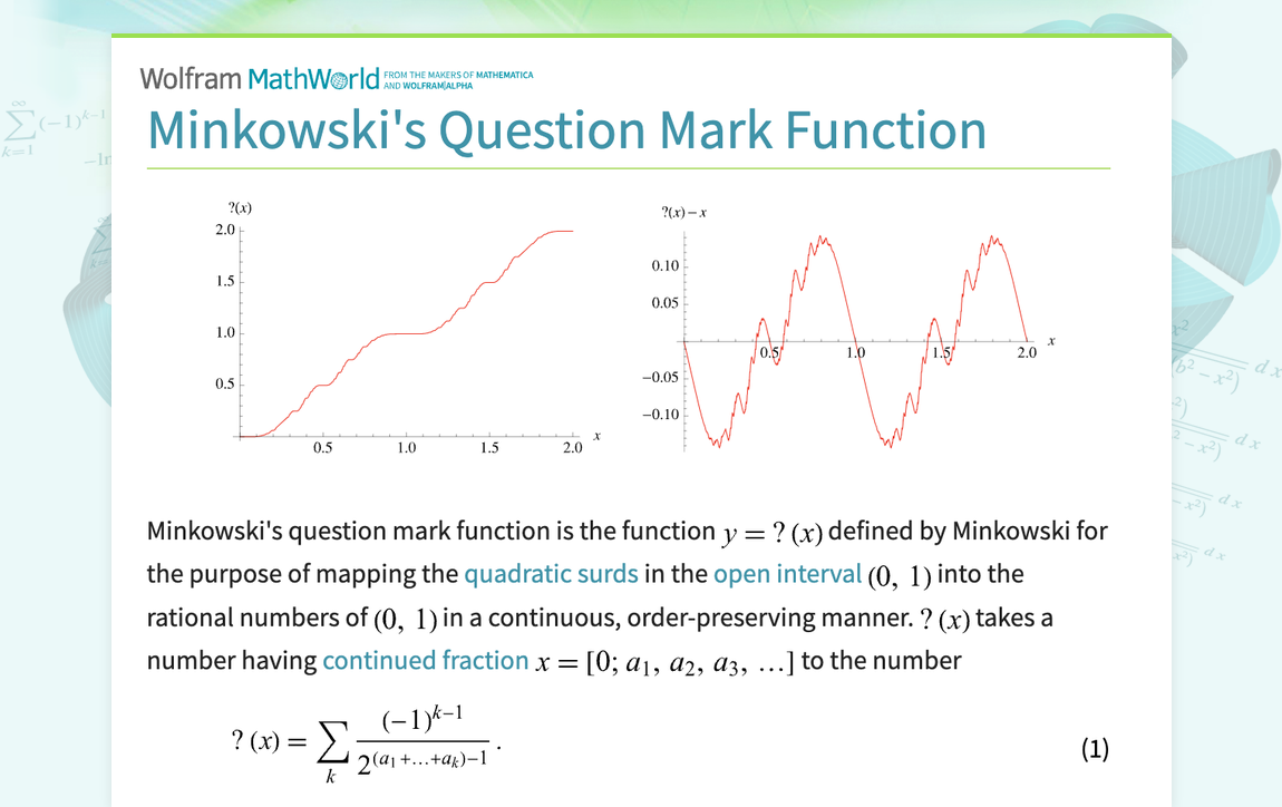 Minkowskis Question Mark Function From Wolfram Mathworld