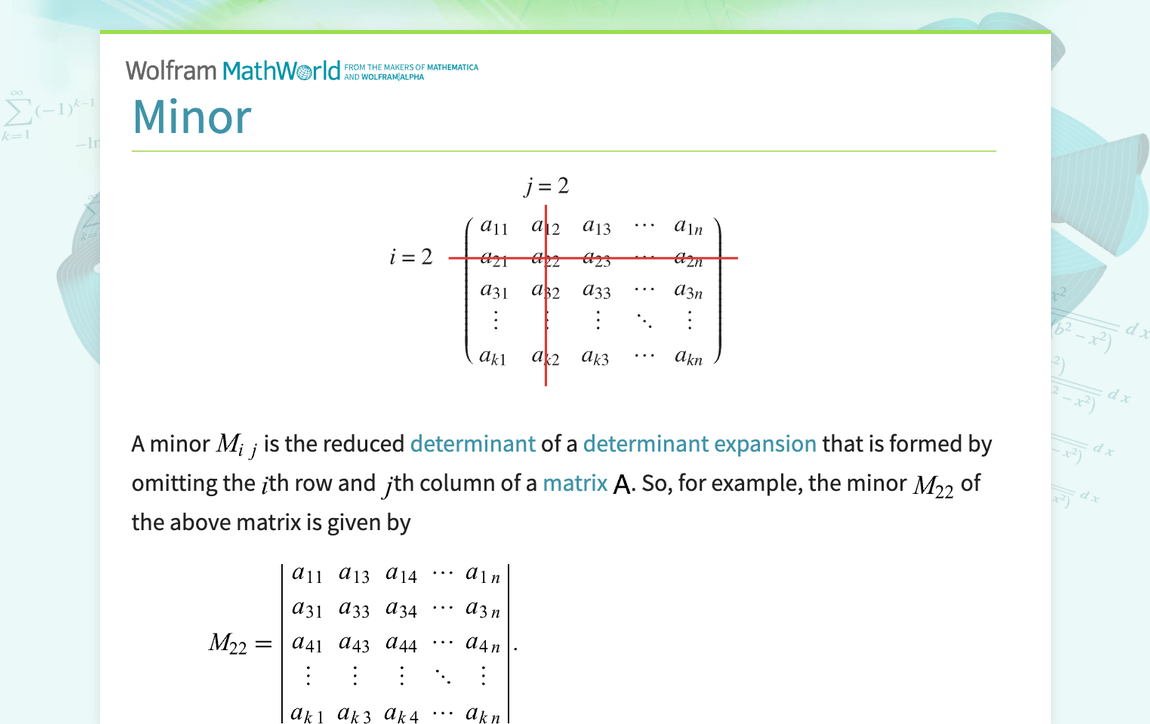 Minor -- from Wolfram MathWorld