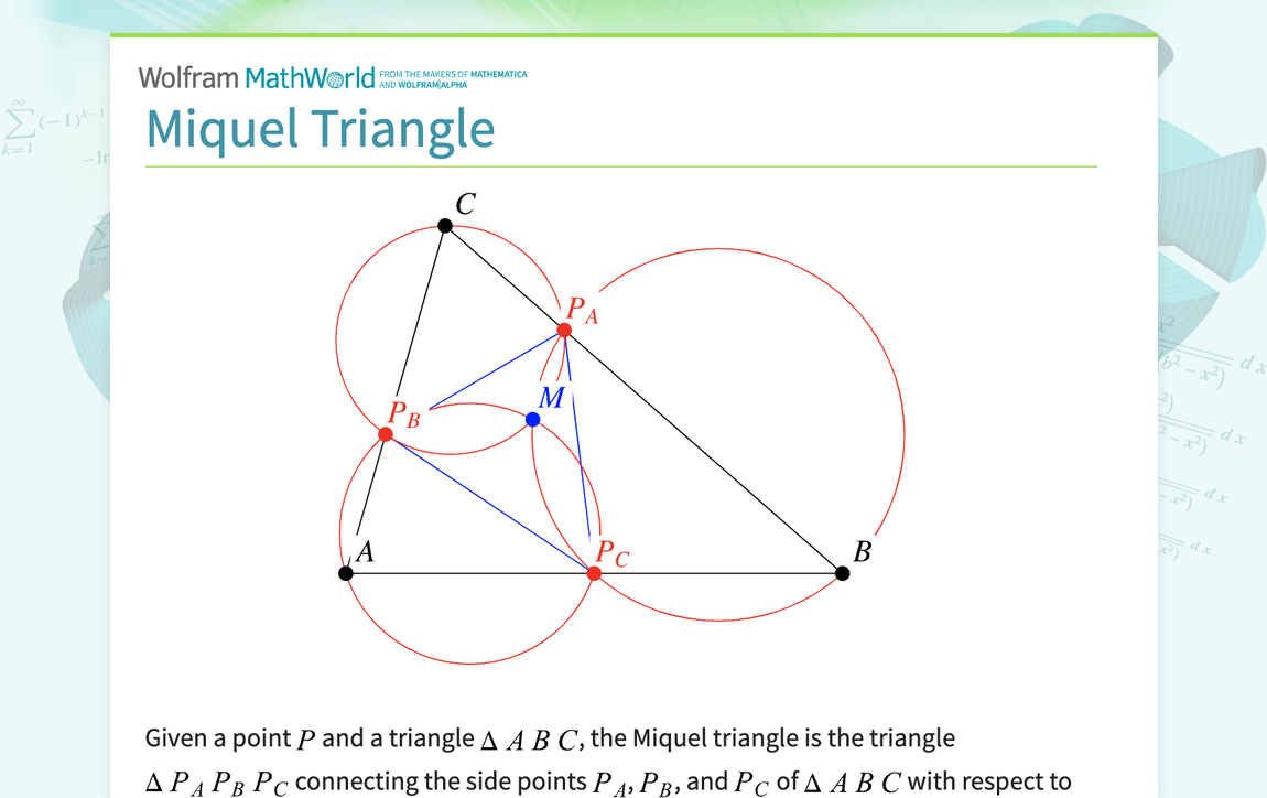 Miquel Triangle -- from Wolfram MathWorld