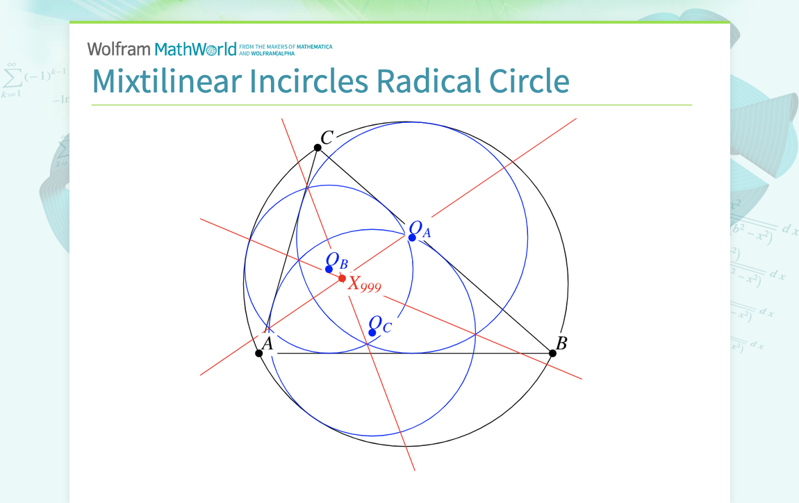 Mixtilinear Incircles Radical Circle -- from Wolfram MathWorld