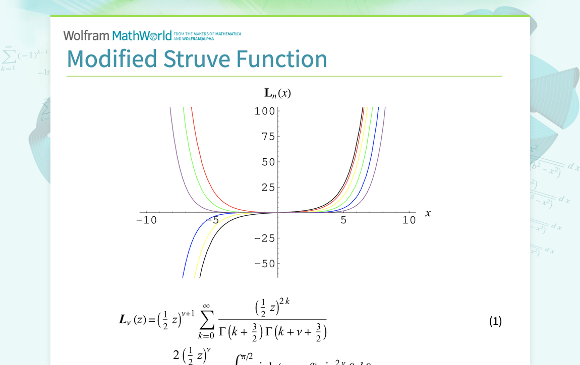 Modified Struve Function -- from Wolfram MathWorld