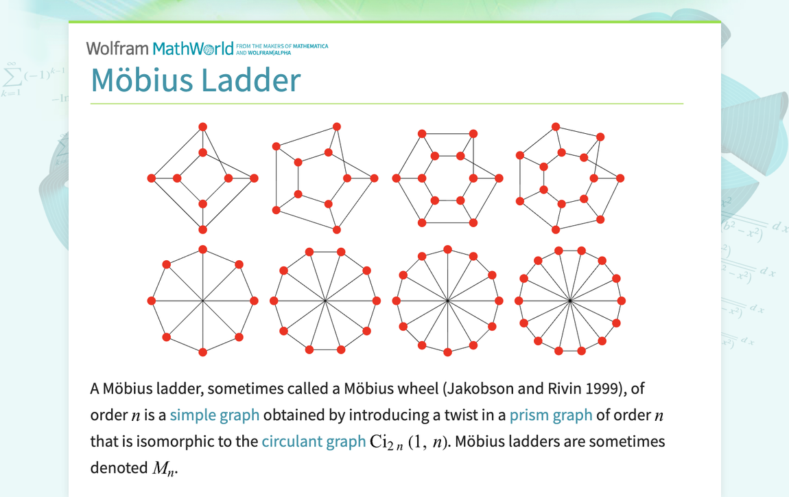 Möbius Ladder -- from Wolfram MathWorld