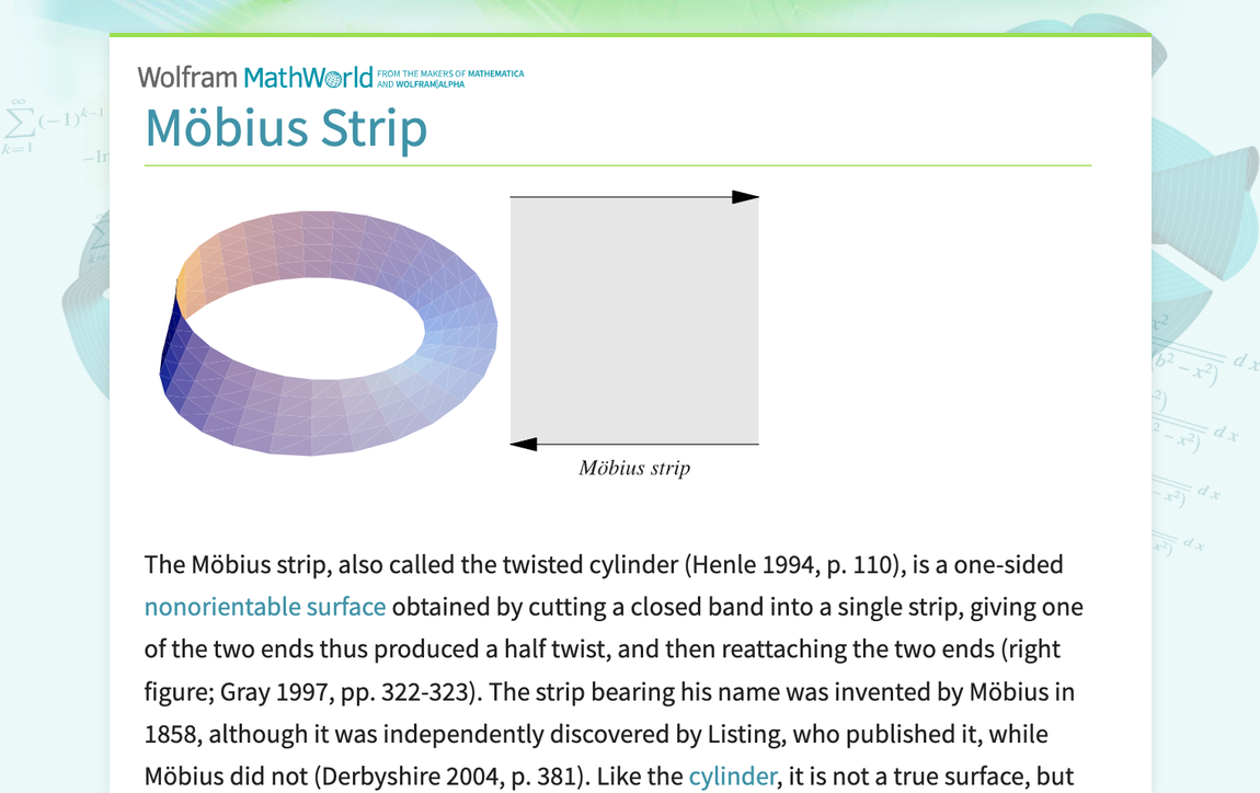 Möbius Strip -- from Wolfram MathWorld