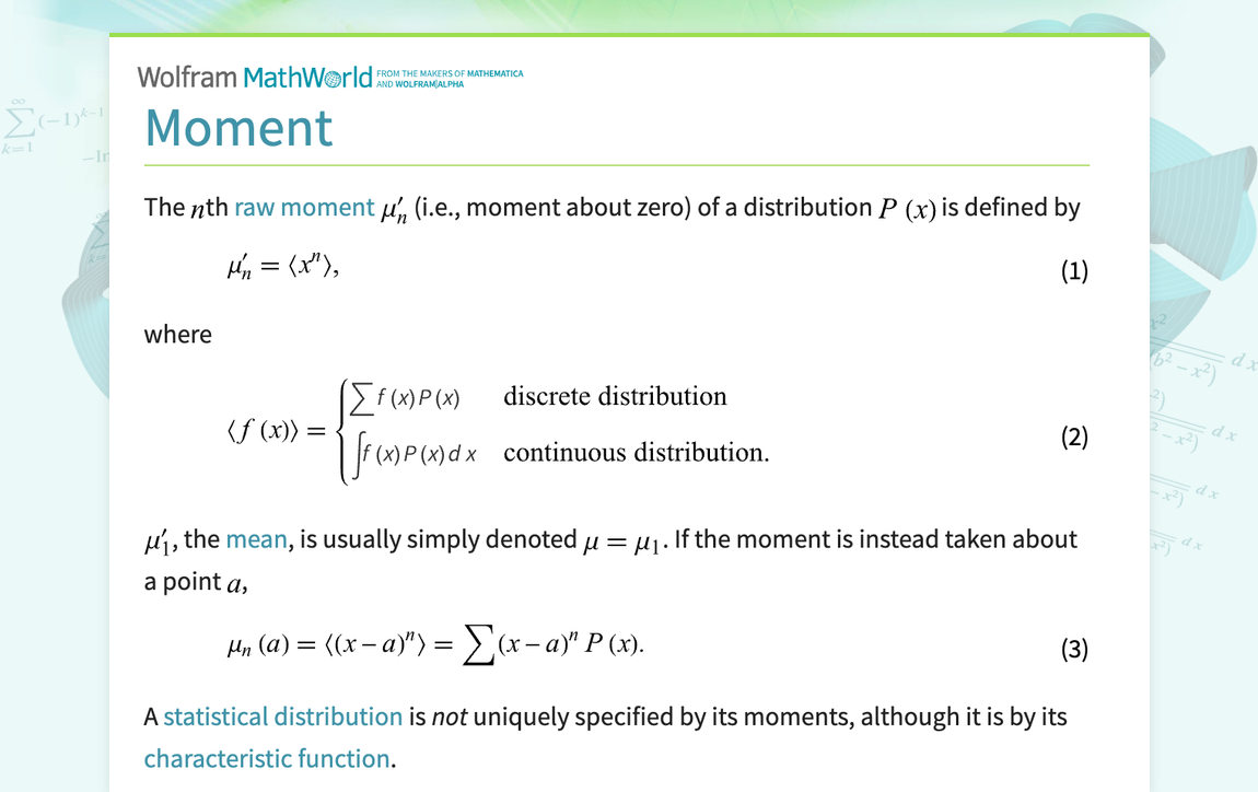 Moment -- from Wolfram MathWorld